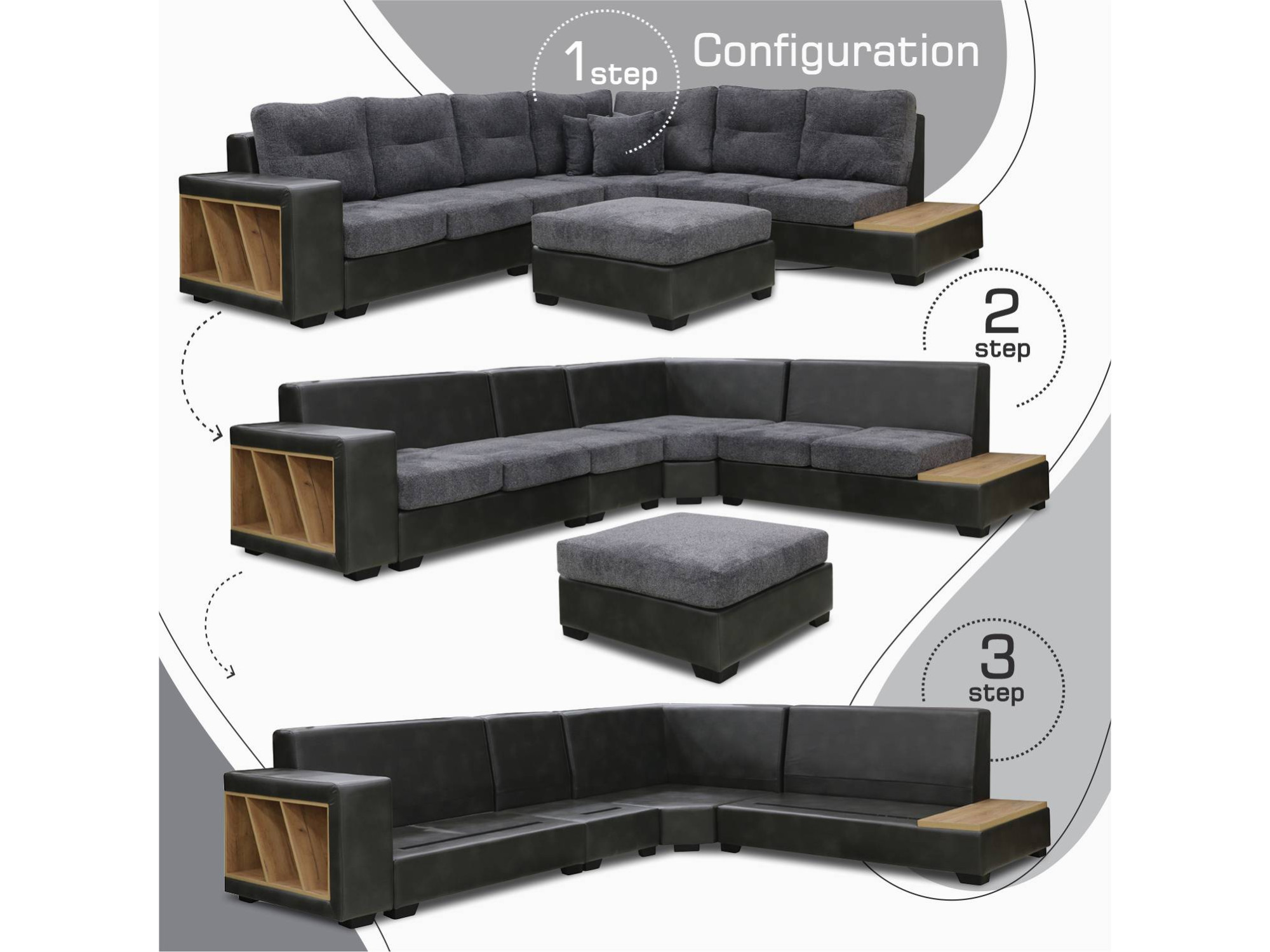 Buy sofa HOBEL CORNER CORONA GREY PHANTOM 14/ DARK GREY BEATTO 1079 R ...
